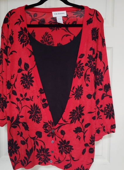 C. D. Daniel | Tops | Beautiful Top In Red And Black | Poshmark